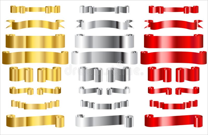 Red Ribbon or Banner Set stock vector. Illustration of blank - 138378166