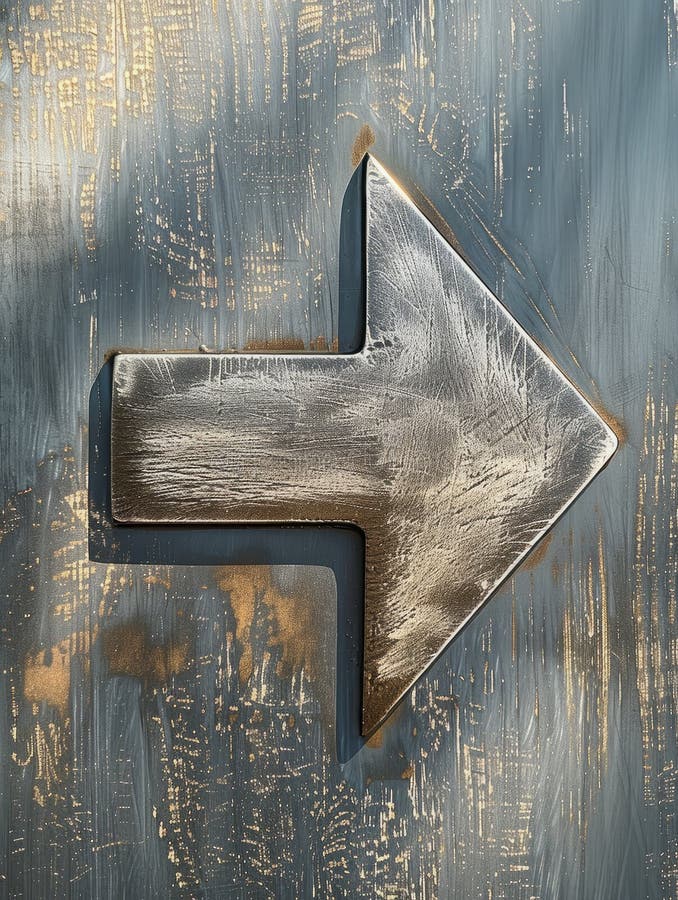 A Metallic Right-pointing Arrow on a Textured Surface Stock Image ...