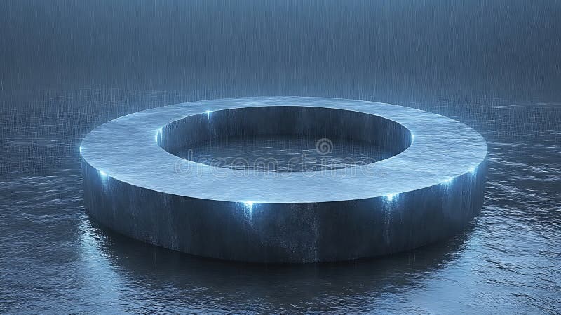 A Metallic Ring Underneath Rain at Night Stock Illustration ...