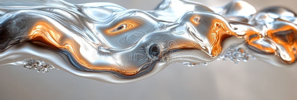 Metallic Ripples Smooth 3D Fluid Forms with Metallic Reflections and ...