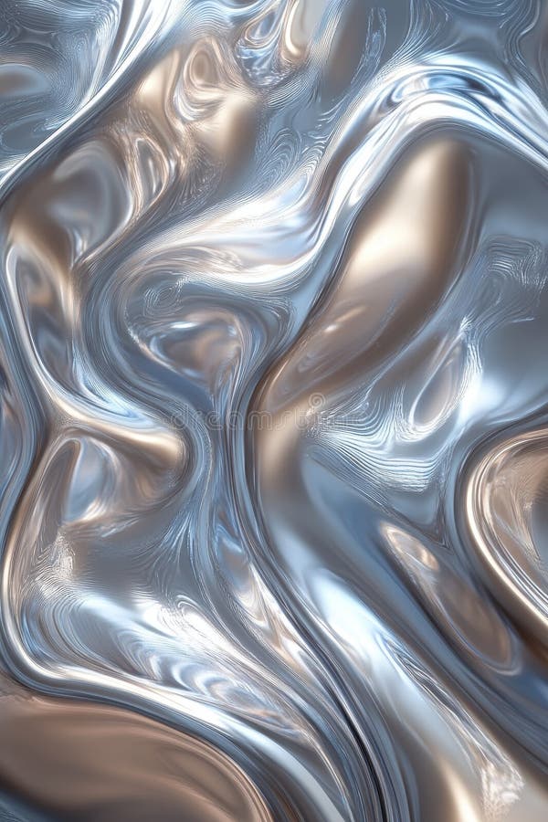 Metallic Ripples Smooth 3D Fluid Forms with Metallic Reflections and ...