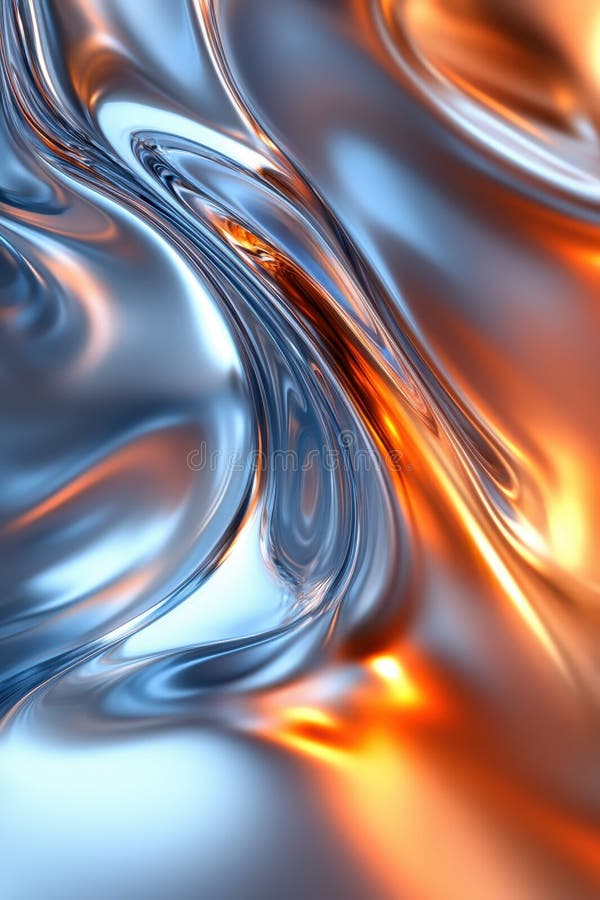 Metallic Ripples Smooth 3D Fluid Forms with Metallic Reflections and ...