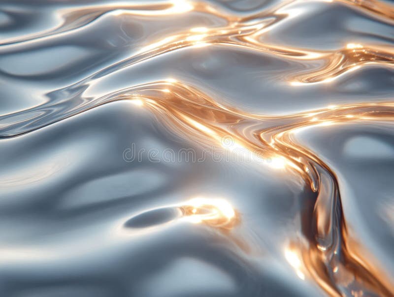 Metallic Ripples Smooth 3D Fluid Forms with Metallic Reflections and ...