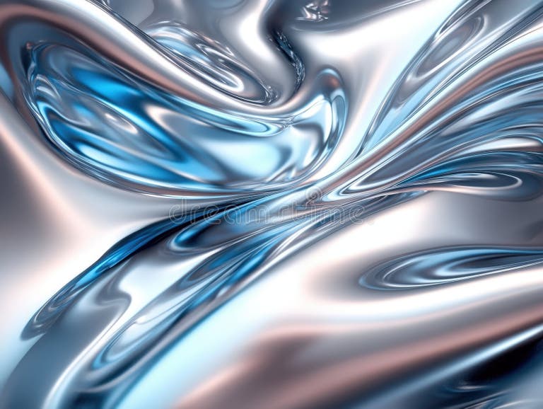 Metallic Ripples Smooth 3D Fluid Forms with Metallic Reflections and ...