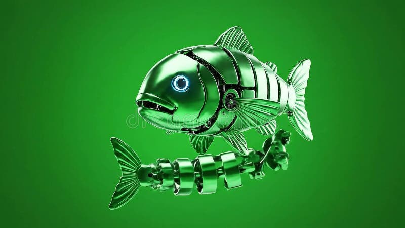 Metallic Robot Character on Green Screen with Visible Mechanical ...