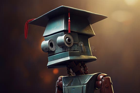 Metallic Robot Graduation Cap. Generate Ai Stock Illustration ...