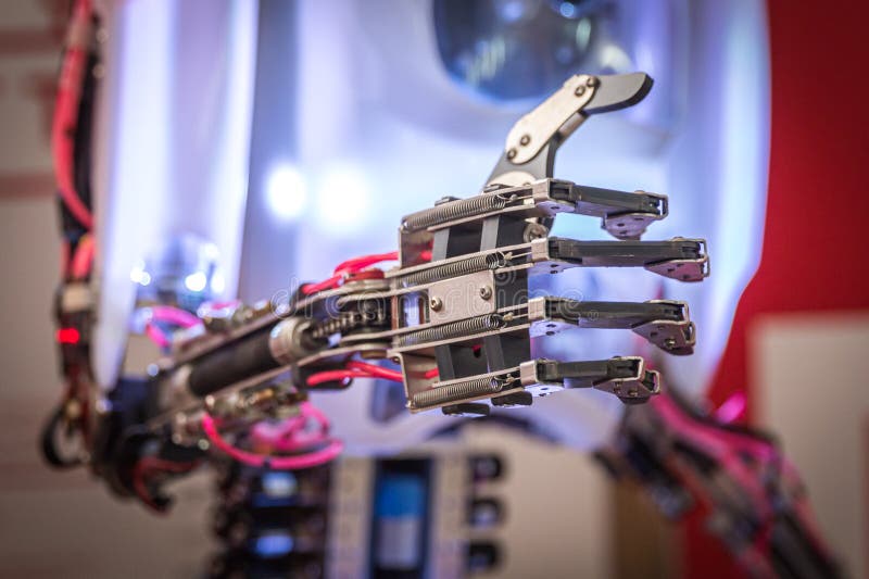 Metallic Robot Hand Made from Machine Part Stock Image - Image of ...