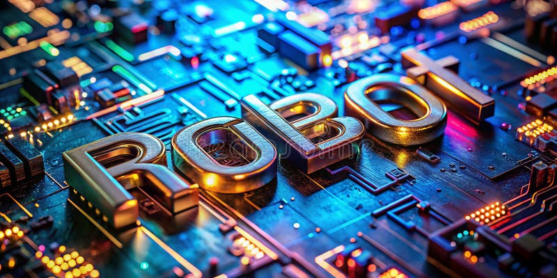 Metallic Robot Text Effect a CloseUp Macro Showcase of Futuristic ...