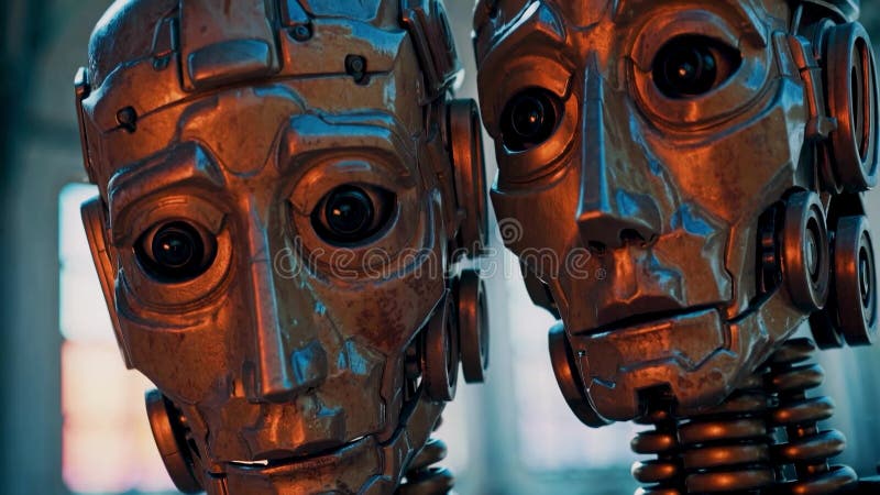 Metallic Robotic Faces with Multiple Eyes Representing Diagnostic ...