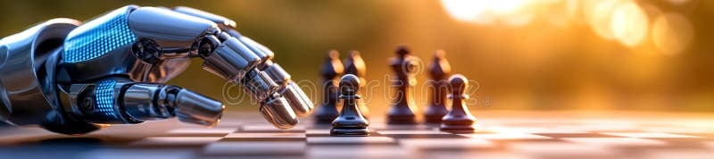 A Metallic Robotic Hand Performing a Chess Move in a Strategic Game ...