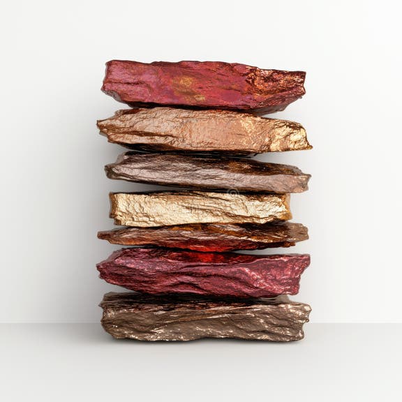 Metallic Rocks Stacked on White Background Stock Illustration ...