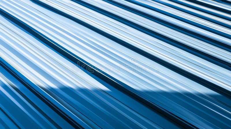 Metallic Roof Panels Reflecting Sunlight in Geometric Pattern Stock ...