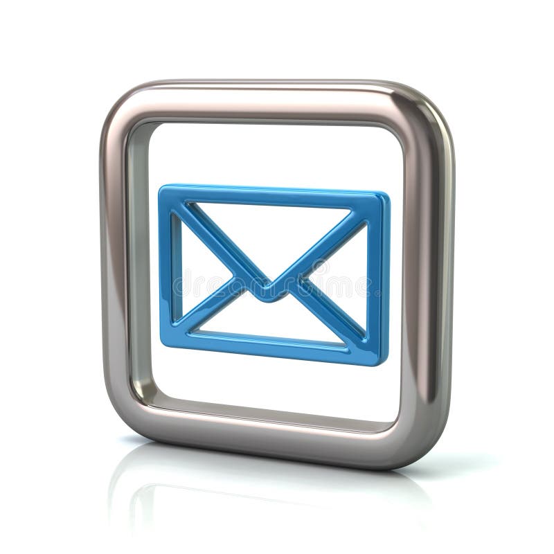Metallic Rounded Square Frame with Blue Mail Icon Stock Illustration ...