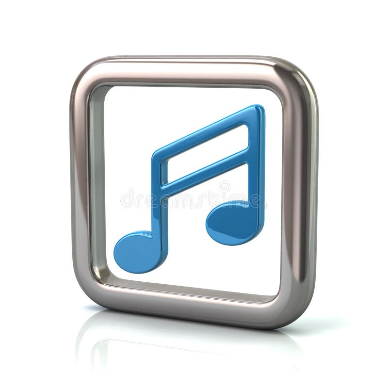 Metallic Rounded Square Frame with Blue Music Note Icon Stock ...