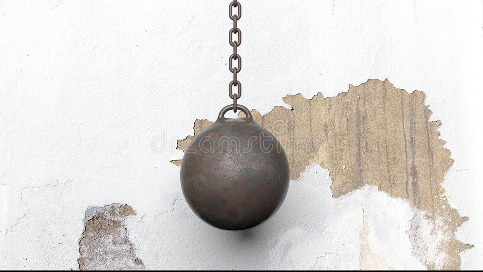 Metallic Rusty Wrecking Ball on Chain Stock Illustration - Illustration ...
