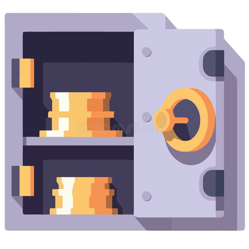 Metallic Safe with Golden Coins Stock Vector - Illustration of lock ...