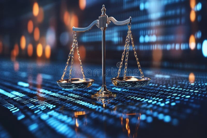 A Metallic Scale Balances Delicately on a Digital Surface Amidst ...