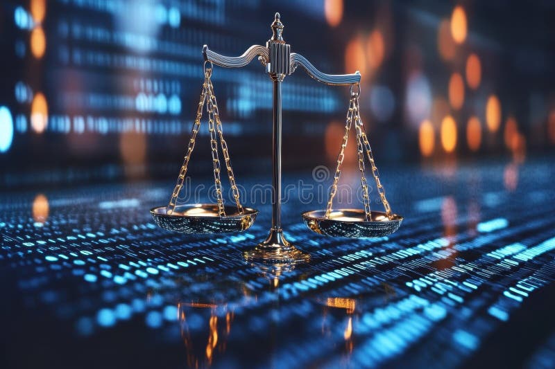 A Metallic Scale Balances Delicately on a Digital Surface Amidst ...