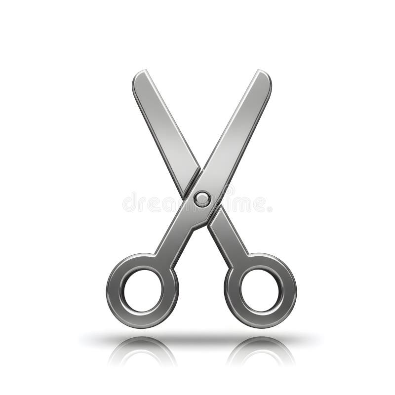 Metallic Scissors: a 3D Render of a Pair of Silver Scissors on White ...