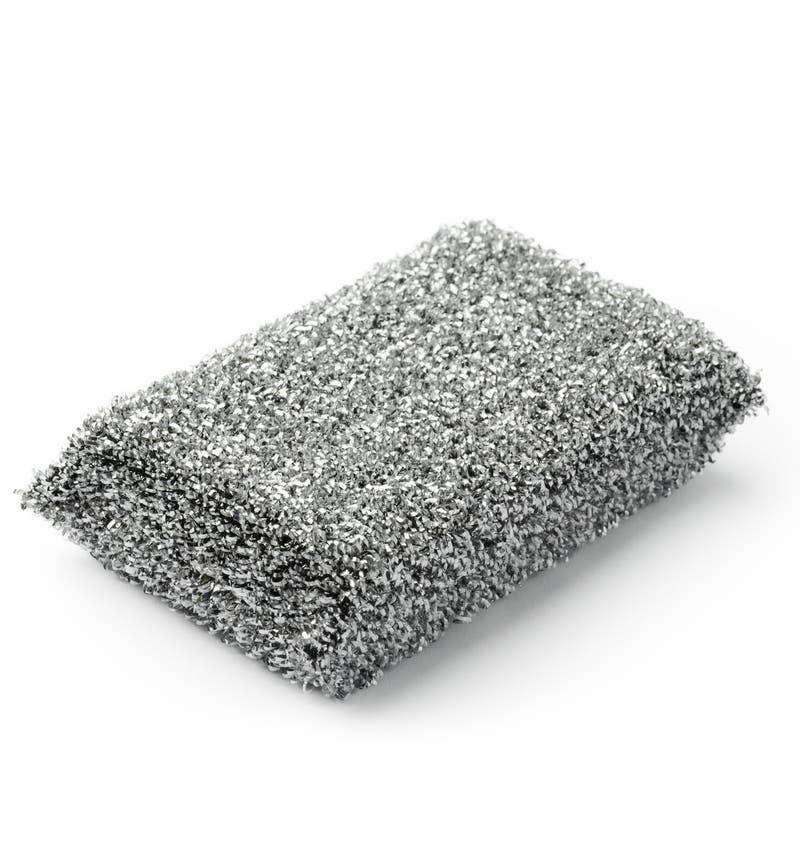 Scrub Sponge and Silver Potsponge for Cleaning Stock Image - Image of ...
