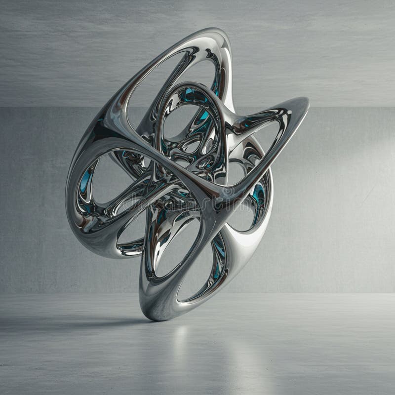 A Metallic Sculpture with a Complex, Intertwining Shape Stands in a ...