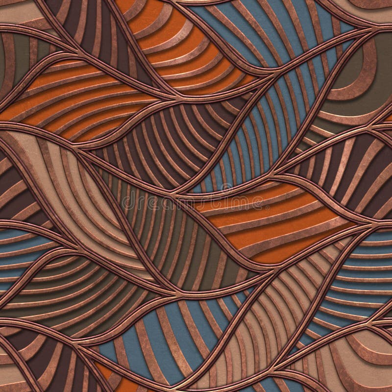 Metallic Seamless Texture with Carving Swirls Pattern, Bronze and ...
