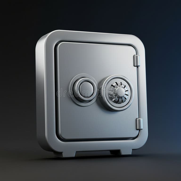 A Metallic Security Safe with a Square Shape, Featuring Two Prominent ...
