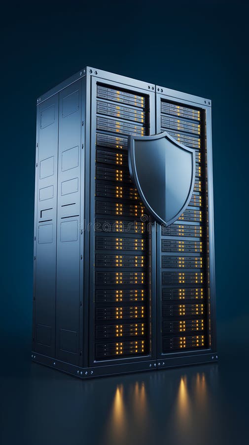 Metallic Server Rack Glows with Compartments Processing Data Stock ...