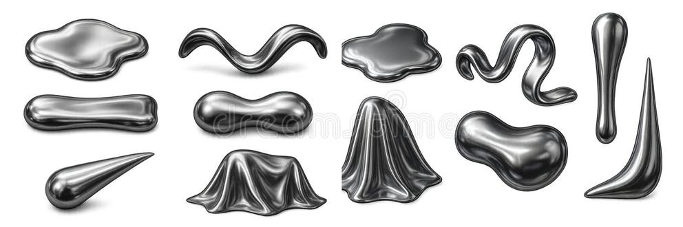 Metallic Shapes in Various Fluid Forms Created through Artistic Design ...