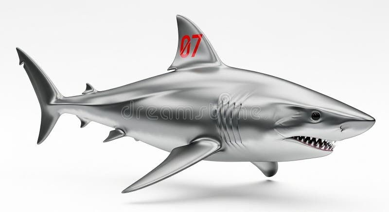 A Metallic Shark Model with a Shiny, Silver Surface Mimics the Form of ...