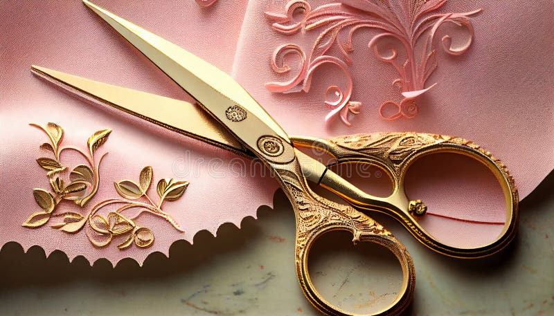 Metallic Sharp Blade Cuts through Antique Gold Paper Generated by AI ...