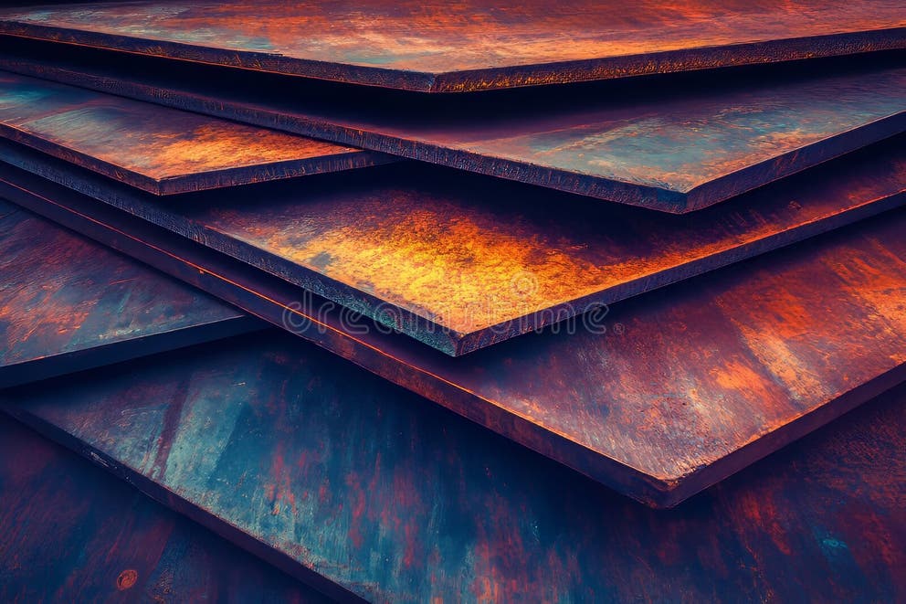 Metallic Sheets with Glowing Edges Stacked Together Produce a Dramatic ...