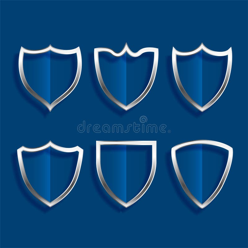 3d Shiny Metallic Shield Icons and Badges Set Stock Vector ...