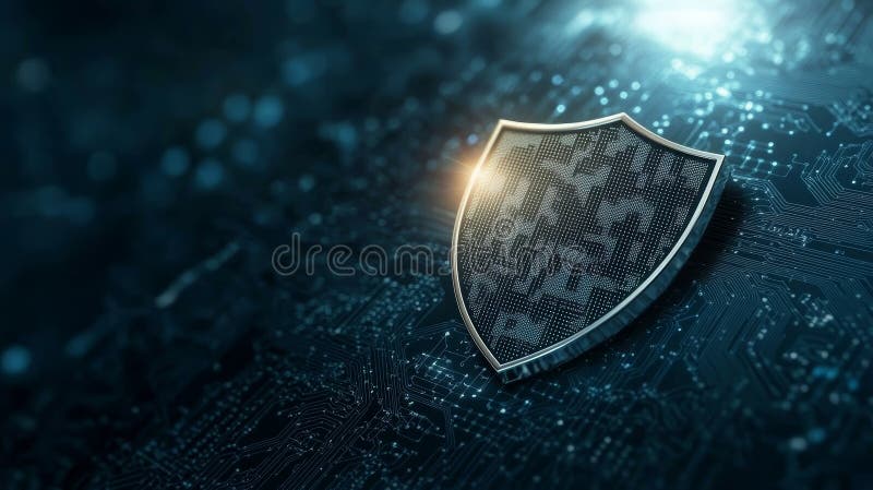 A Metallic Shield with a Digital Pattern, Symbolizing Cybersecurity and ...