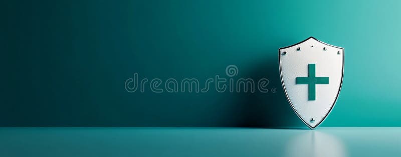 Shield Representing Protection Displayed Against a Teal Background in a ...