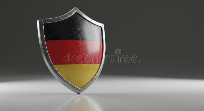 Metallic Shield with German Flag, Reflective Surface, and Dramat Stock ...