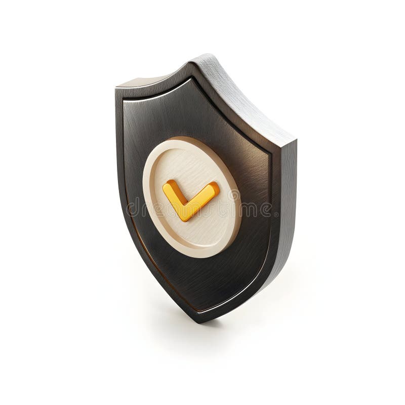 Metallic Shield with Golden Checkmark Symbol Stock Illustration ...