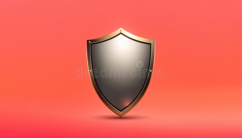 Metallic Shield Icon on Warm Sunset Gradient Stock Illustration ...