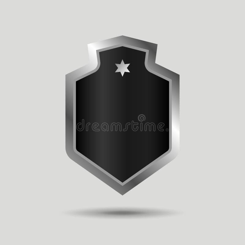 Metallic Shield Symbol or Badge Stock Vector - Illustration of chrome ...