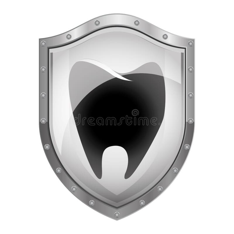 Metallic Shield with Tooth Shading Stock Vector - Illustration of ...