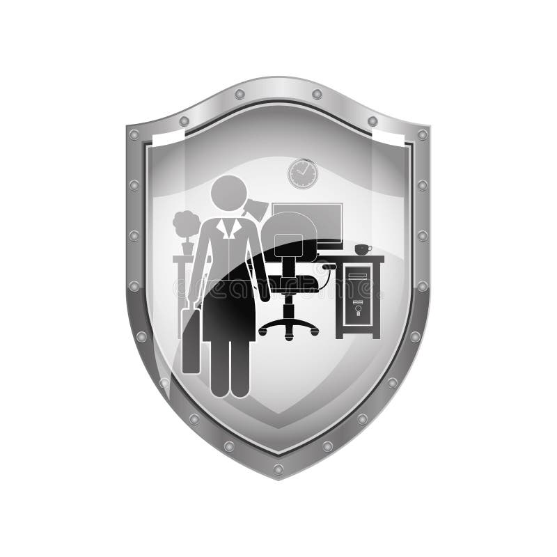 Metallic Shield of Woman Administrator in Office Stock Vector ...
