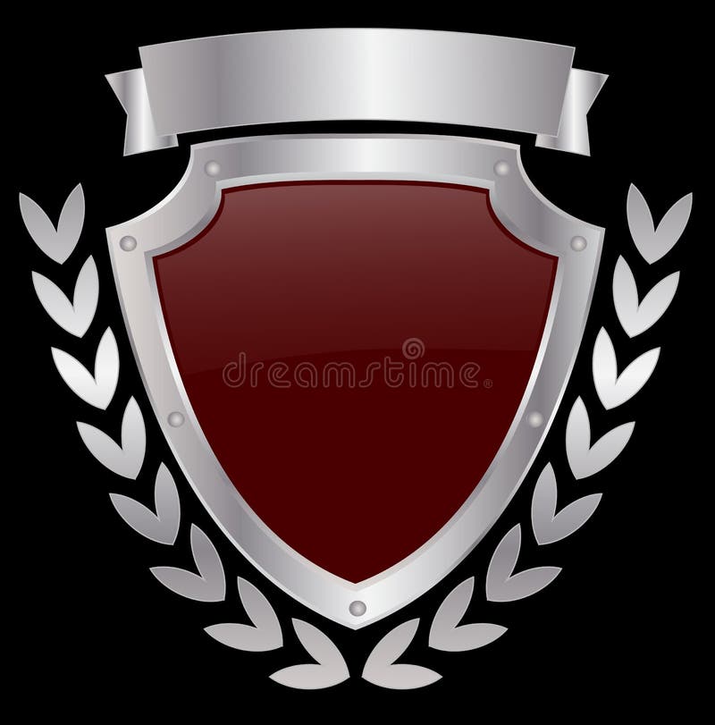 Metallic Shield with Wreath and Ribbon Stock Vector - Illustration of ...