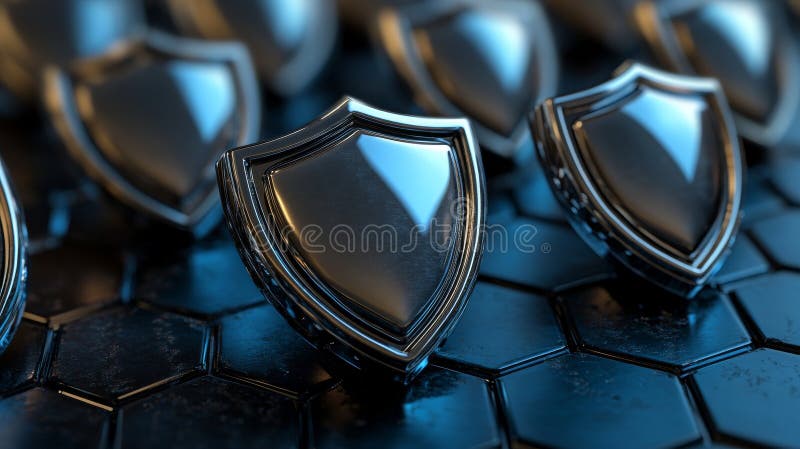 Metallic Shields Arranged in a Hexagonal Pattern on a Surface ...
