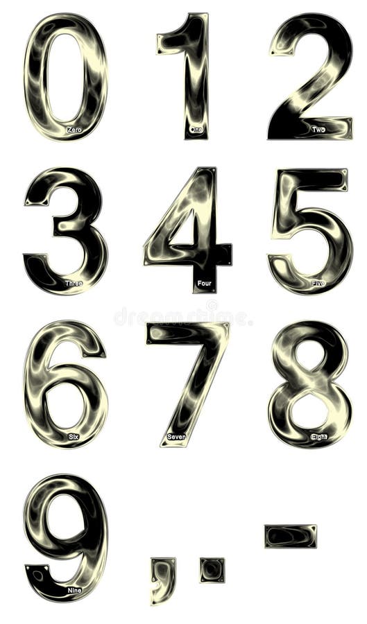 Metallic Shining Digits from Zero To Nine Stock Illustration ...