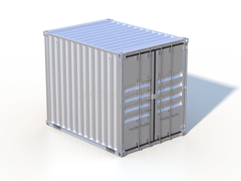 Metallic Ship Cargo Container Isolated 3D Illustration Stock ...