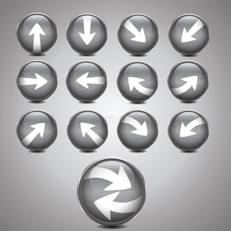 Metallic Silver Arrow Icon Set Stock Vector - Illustration of purchase ...