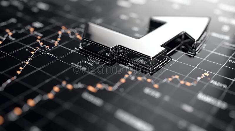 Metallic Silver Arrow Points Upward Dark Gray Background Symbolizing ...