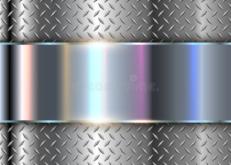 Metallic Silver Background, Chrome Metal Background with Diamond Plate ...