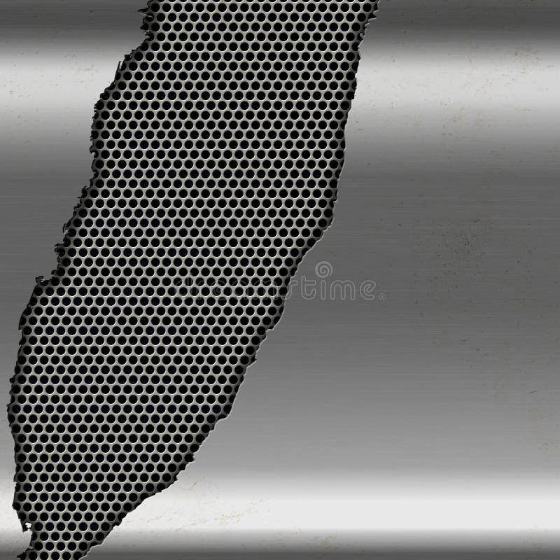 Metallic Silver Background with Cutout on Perforated Metal Stock ...