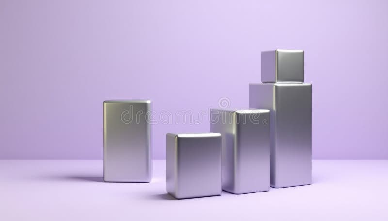 Metallic Silver Blocks Sleek Geometric Pedestals on a Gentle Lavender ...